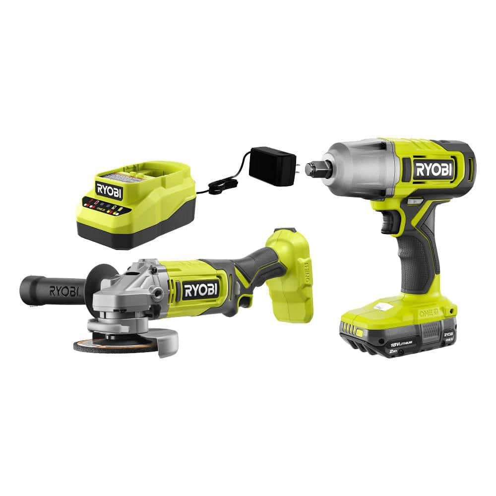 RYOBI ONE+ 18V Cordless 2-Tool Combo Kit with 1/2 in. Impact Wrench ...