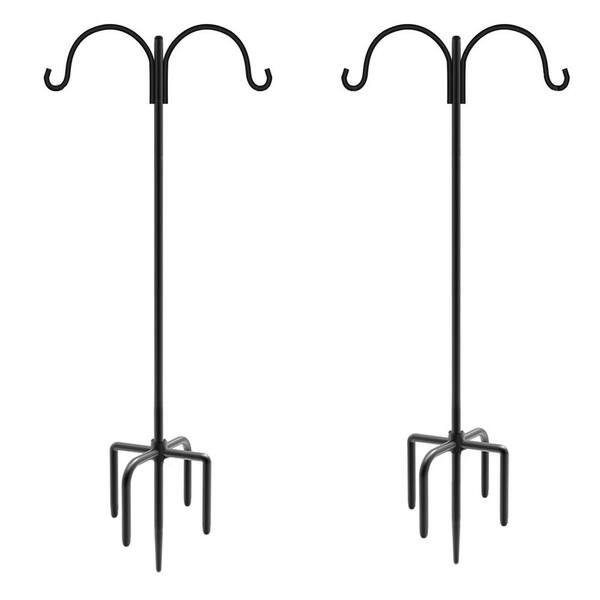 Double Shepherds Hooks 76 in. Black Steel Heavy Duty Garden Hook with 2 ...