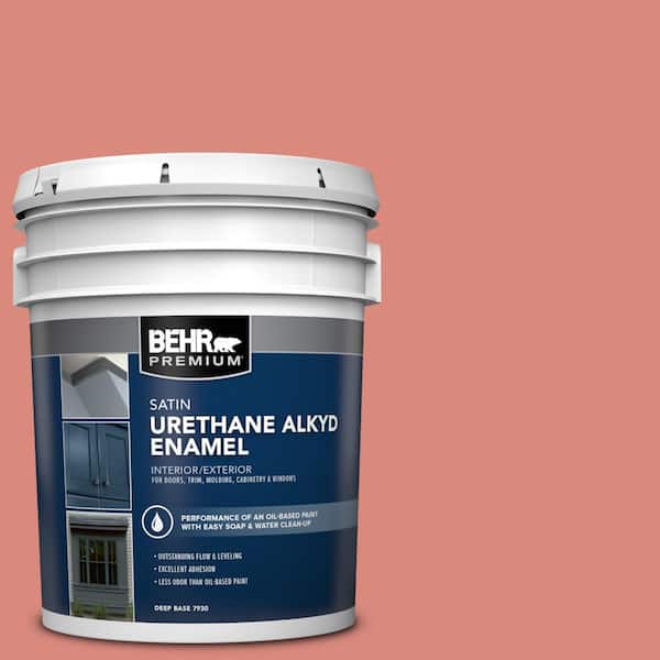 BEHR PREMIUM 5 gal. #M170-5 Indian Sunset Urethane Alkyd Satin Enamel ...