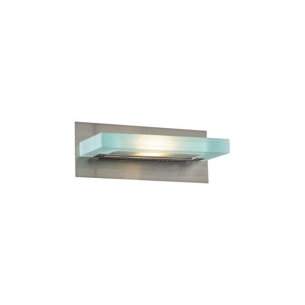PLC Lighting 1-Light Satin Nickel Bath Vanity Light with Acid Frost ...