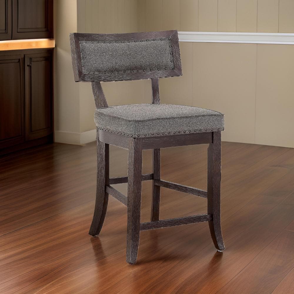Benjara 25 in. Espresso Brown and Brown Low Back Wood Frame Bar Stool ...