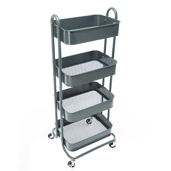 Tatayosi 4-Tier Metal Utility Cart,Kitchen Cart with Wheels Storage ...