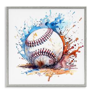 Stupell Industries Baseball Chromatic Splash by LSR Design Studio White ...