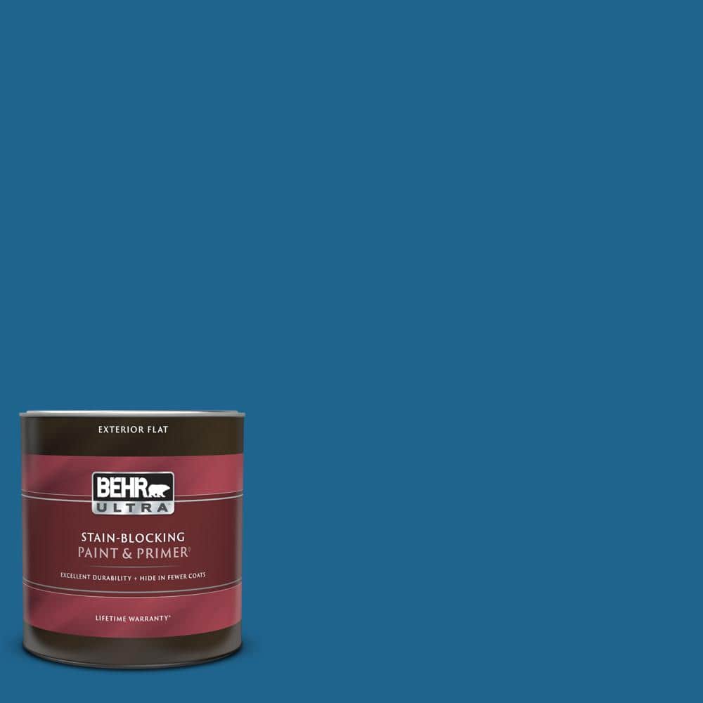 BEHR ULTRA 1 qt. #MQ5-57 Traditional Blue Flat Exterior Paint & Primer ...
