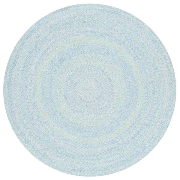 SAFAVIEH Braided Green Blue 5 ft. x 5 ft. Abstract Round Area Rug ...