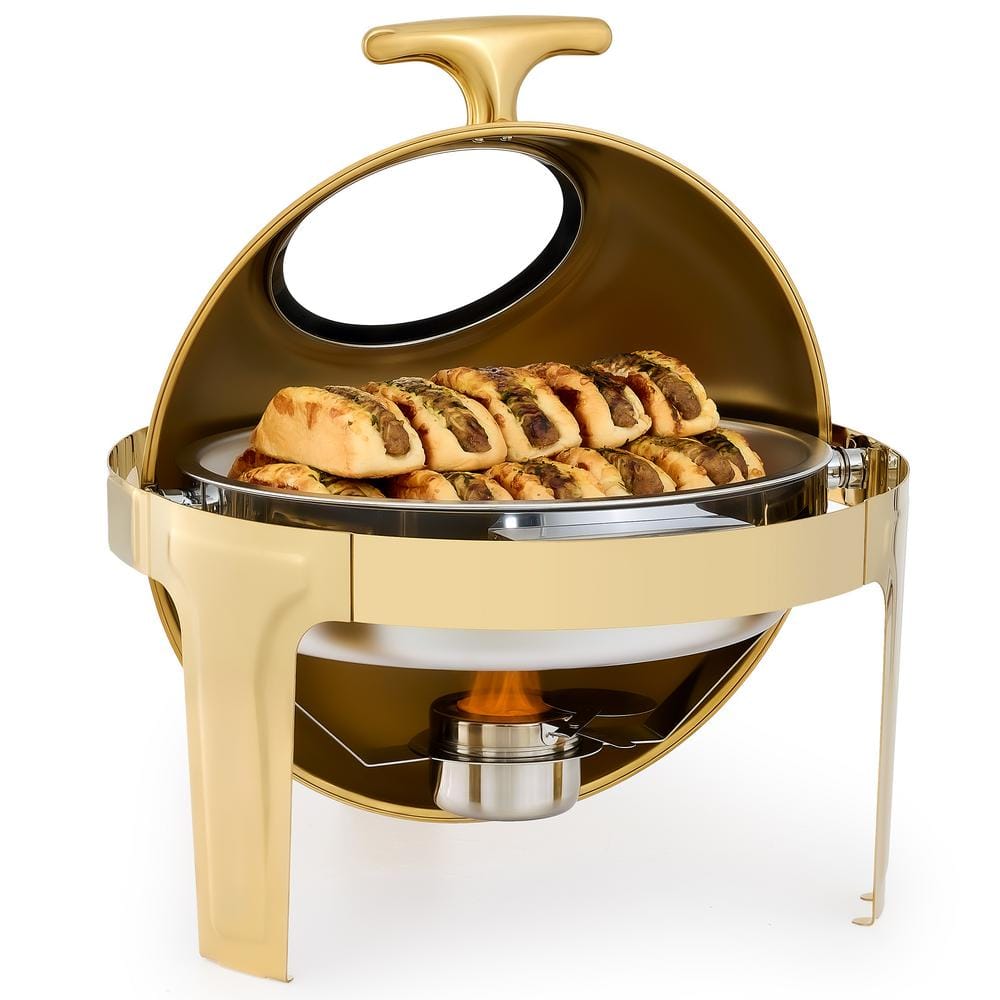 Wilprep 6.3 qt. Gold Stainless Steel Rectangular Chafing Dish for ...