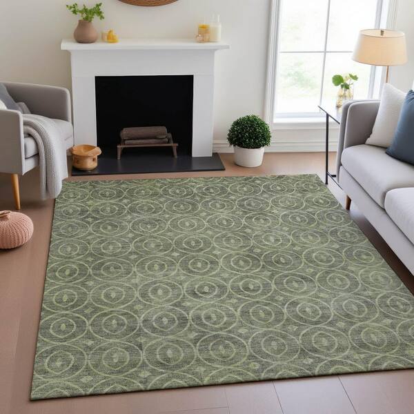 Addison Rugs Mayfield Premium Machine Washable Abstract AMF1227 Aloe 9 ...