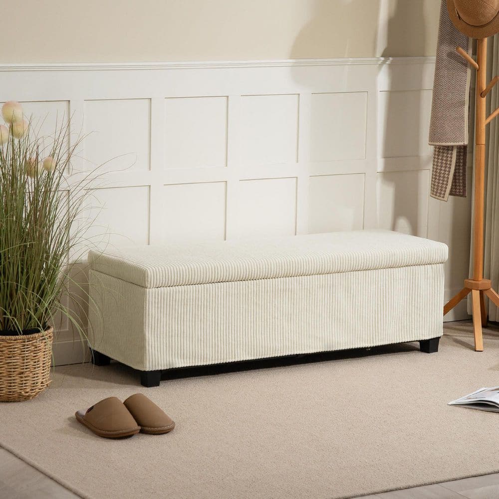 HOMCOM 47 Inches Storage Ottoman Bench, Foot Rest with Legs, Lid, End ...
