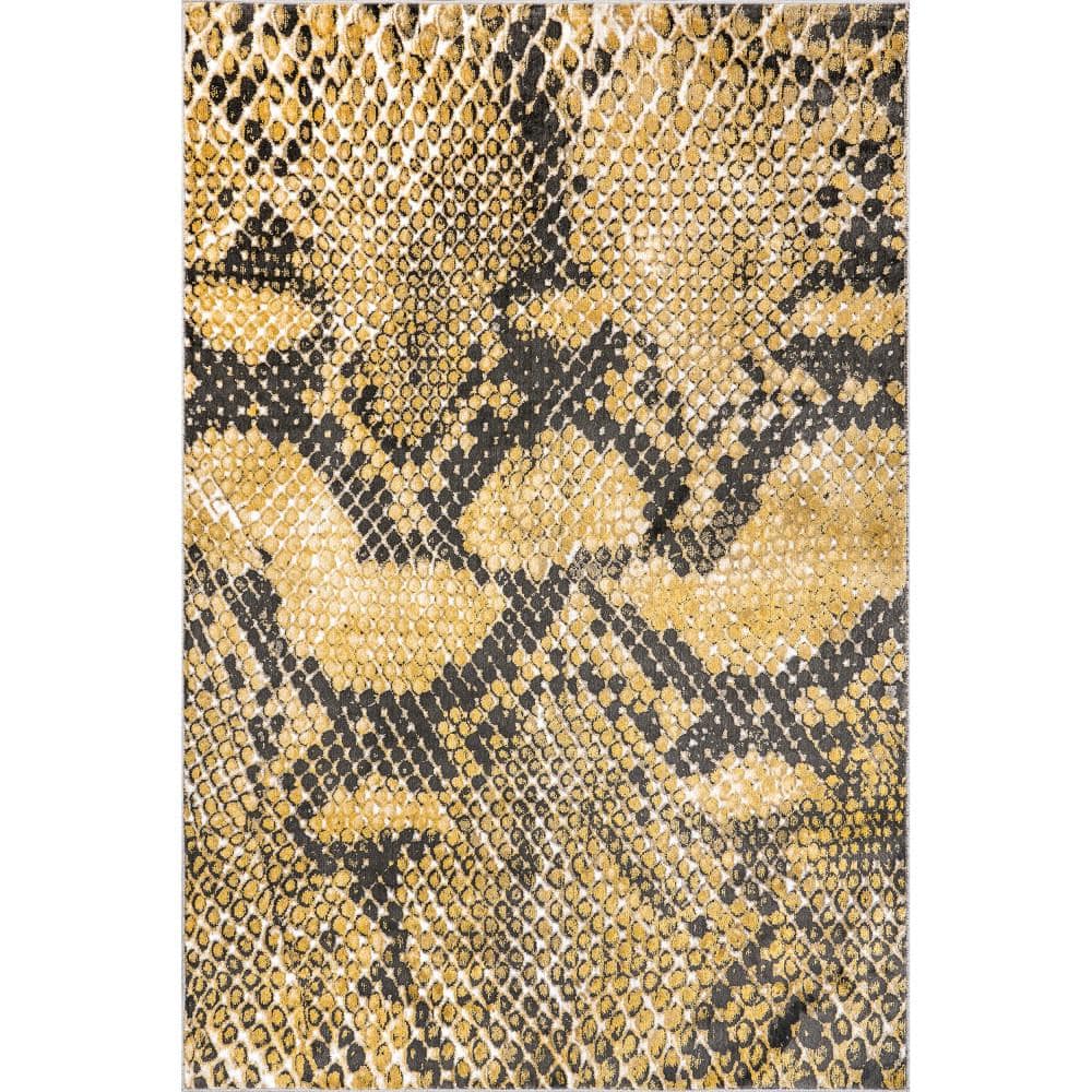nuLOOM Alexandrine Modern Snake Print Area Rug Beige 4' ft. x 5' 7" ft ...