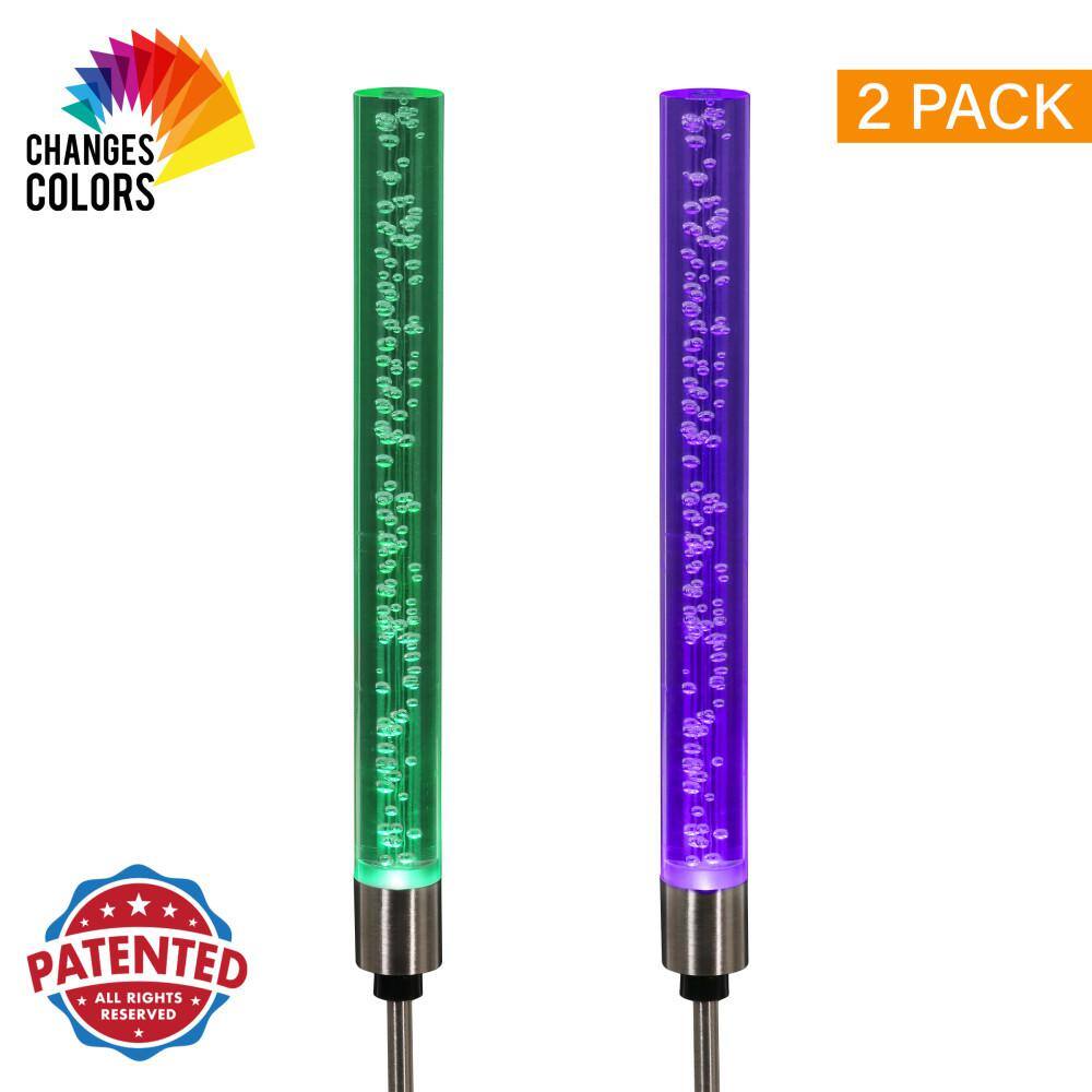 Exhart Solar Bubble Stick 2.81 ft. MultiColor Plastic Garden Stakes 2 ...
