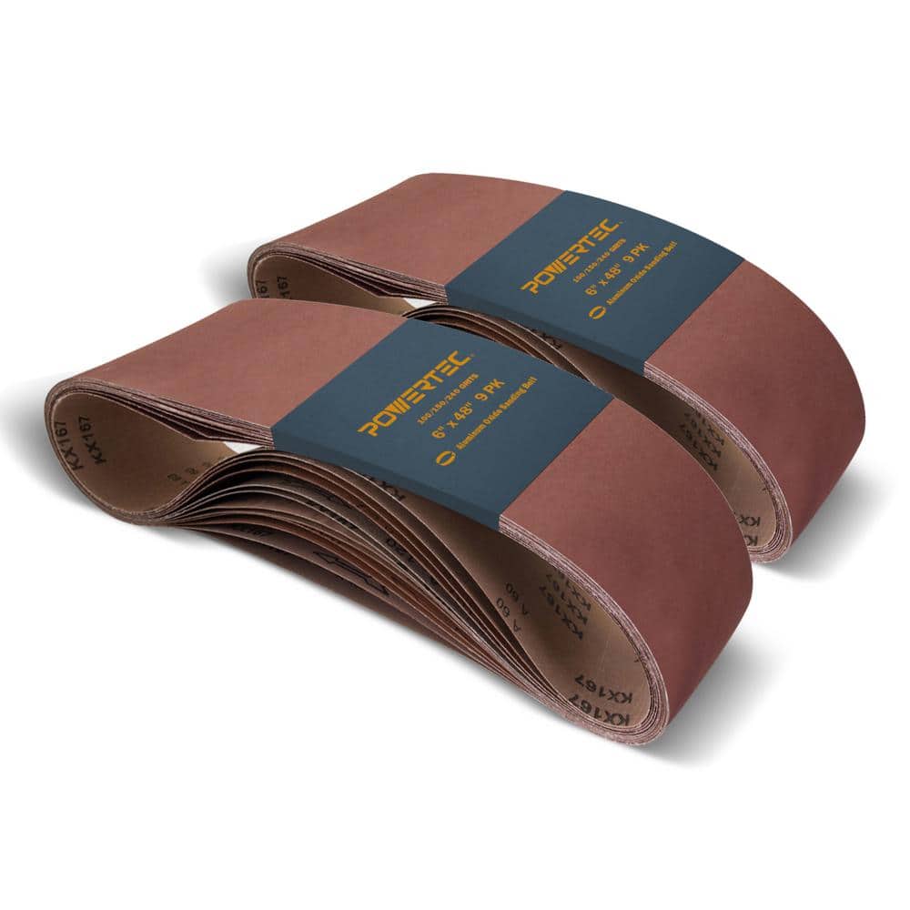 ‎POWERTEC 6 in. x 48 in. 6 Each of 100/180/240 Grits Sanding Belt ...