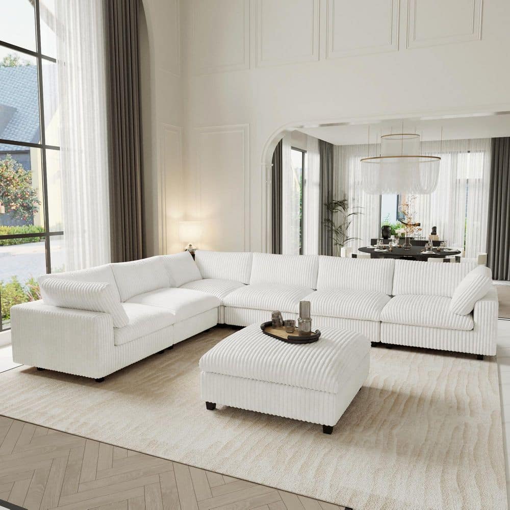 Magic Home Modern 197 in. Square Arm Velvet 7-Piece Modular Cloud ...