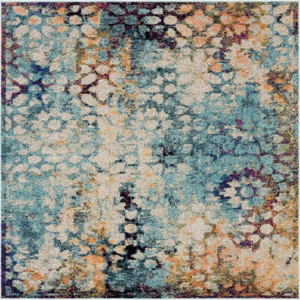 Unique Loom Vita Pollock Blue 6' 1 x 6' 1 Area Rug 3144755 - The Home Depot