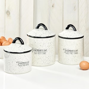 American Atelier 3-Piece Farm Fresh Ceramic Canister Set with Ceramic ...