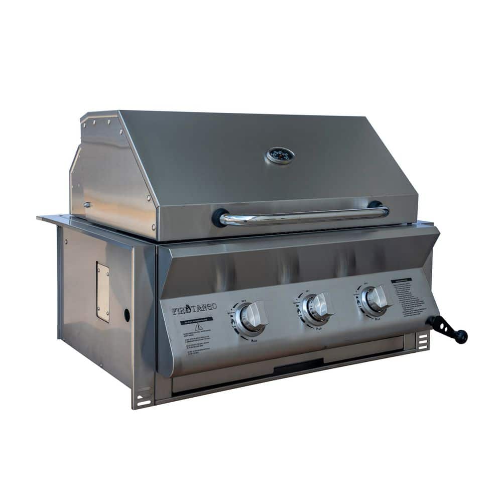 Fire Tango 3-Burner Built-In Propane Gas Grill in Stainless Steel with ...