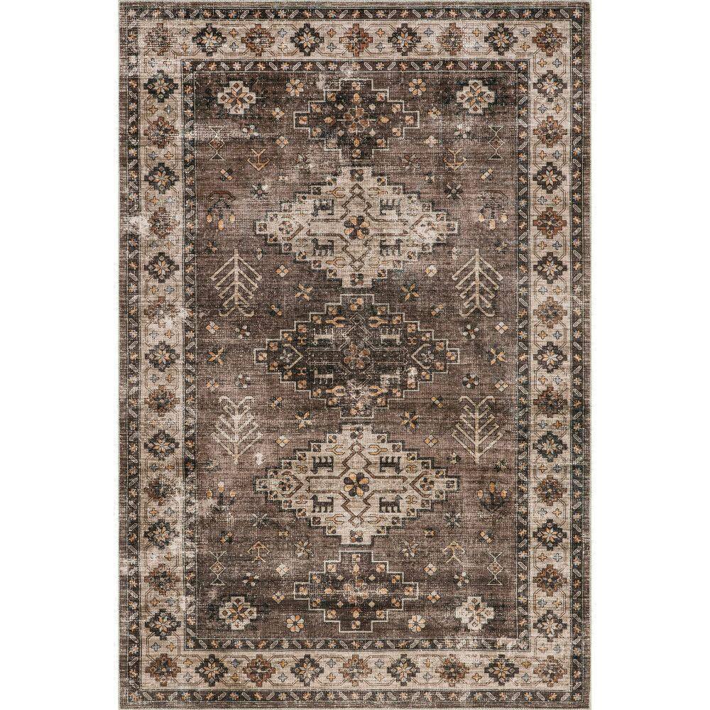RUGS USA Barbary Distressed Machine Washable Dark Brown 10 ft. x 14 ft ...