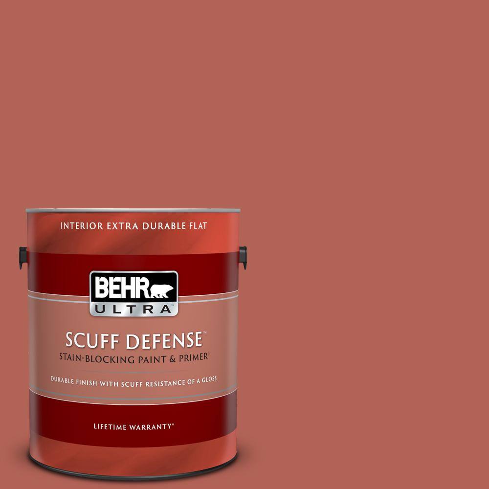 BEHR ULTRA 1 gal. #QE-04 Chimayo Red Extra-Durable Flat Interior Paint ...