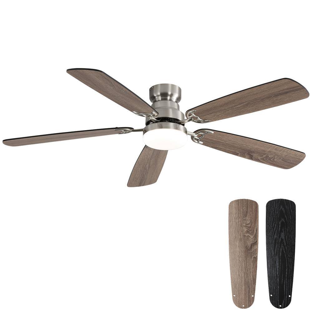 Sofucor 52 in. Indoor Farmhouse Nickel Integrated LED Ceiling Fan with ...