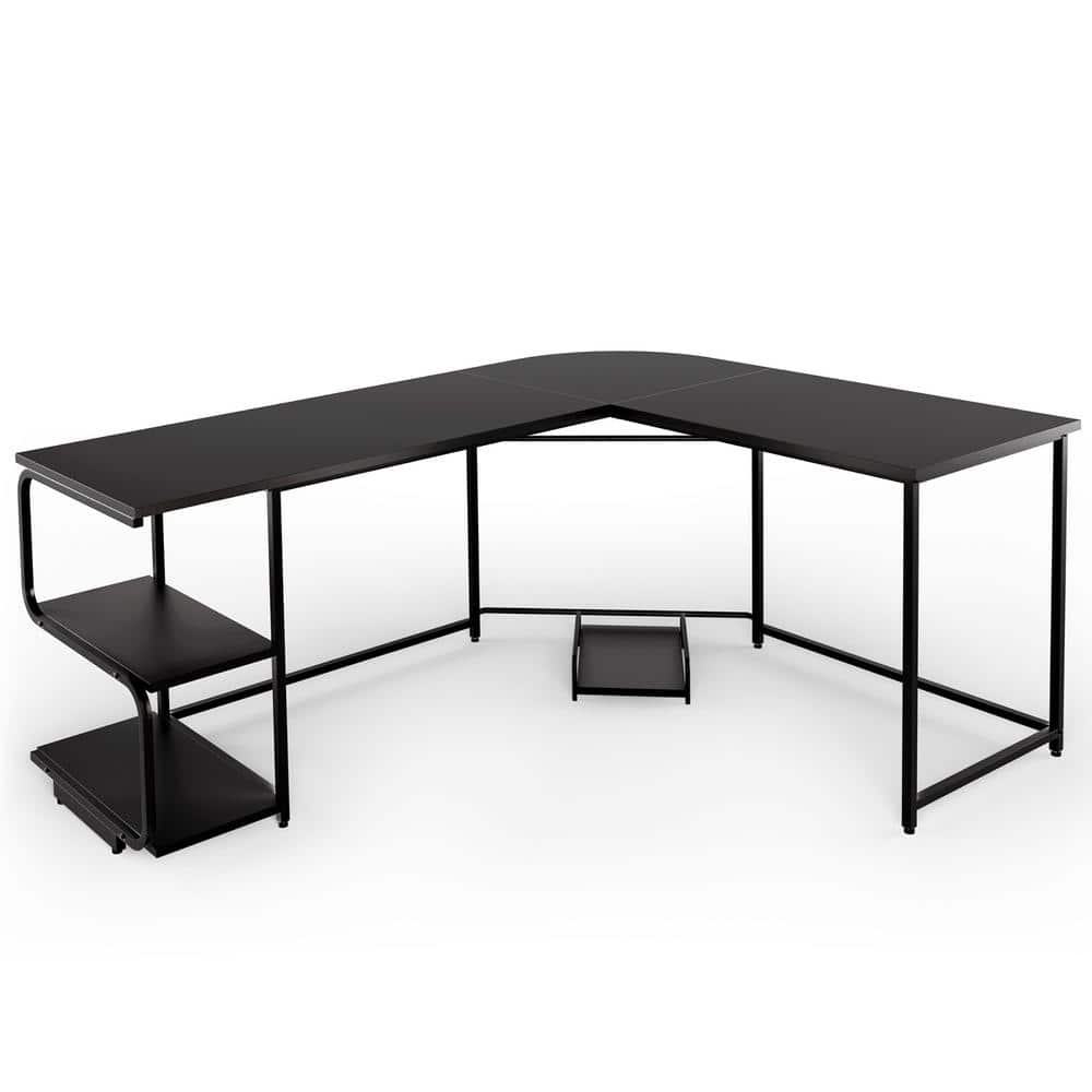 Have a question about Costway 69 in. L-Shaped Black Wood Computer Desk ...