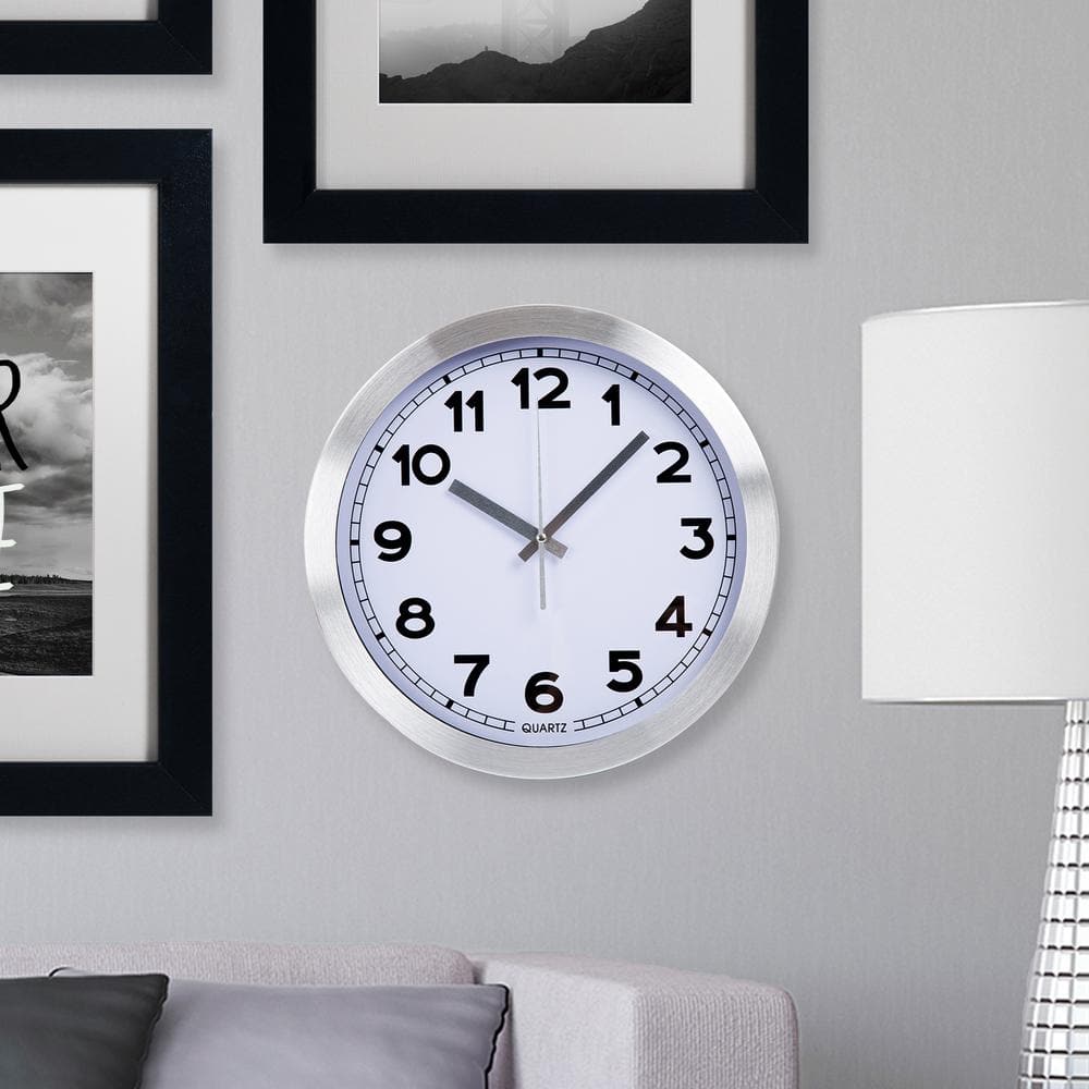 Lavish Home 12 in. x 12 in. Brushed Aluminum Wall Clock 99-1310 - The ...