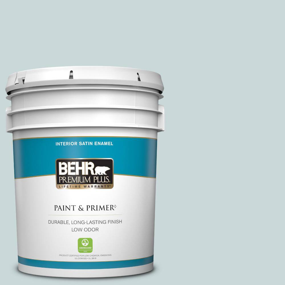 BEHR PREMIUM PLUS 5 gal. #PPU13-16 Offshore Mist Satin Enamel Low Odor ...