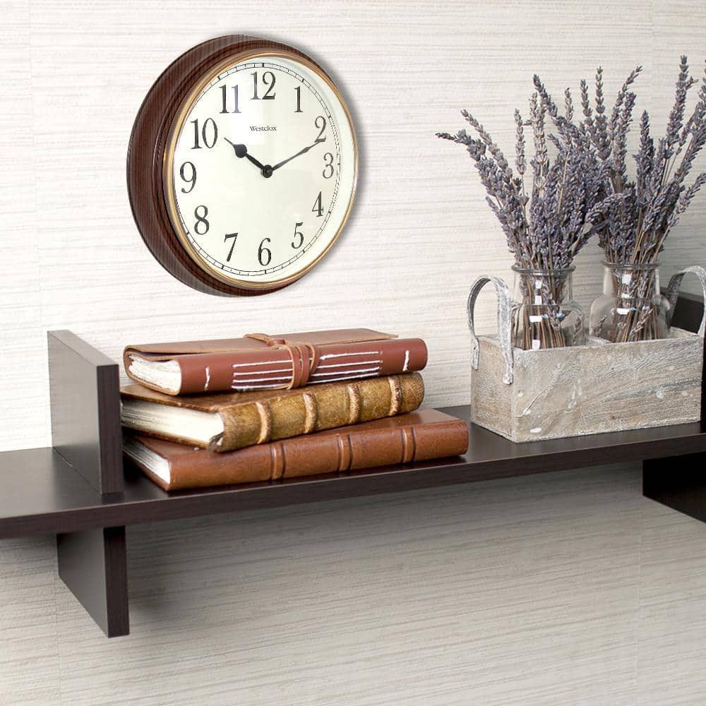 Westclox 15.5 in. Wood Grain Finish Wall Clock with Bezel 73004P - The ...