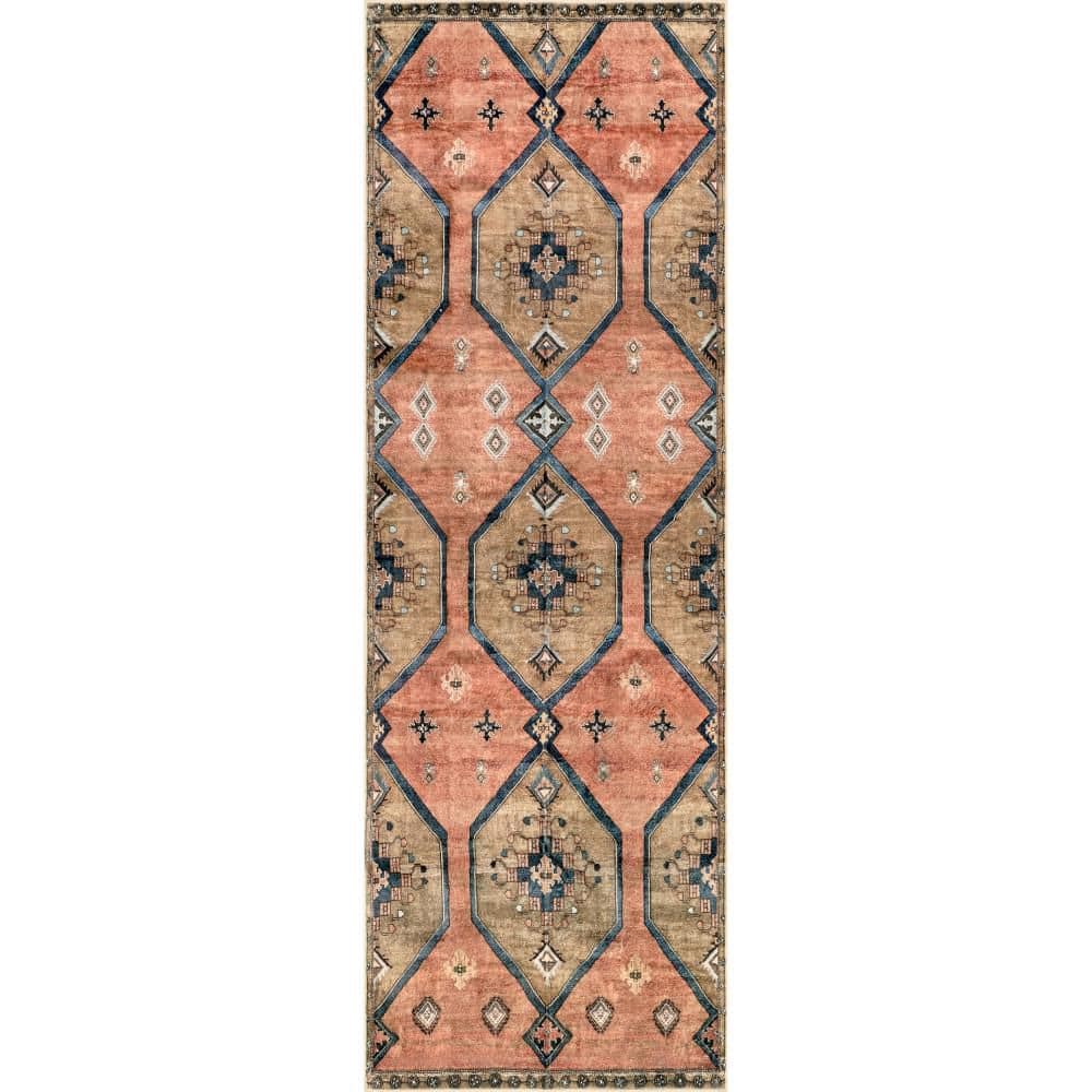 nuLOOM Katana Collage Washable Rust 2.6 ft. x 8 ft. Indoor Area Rug ...