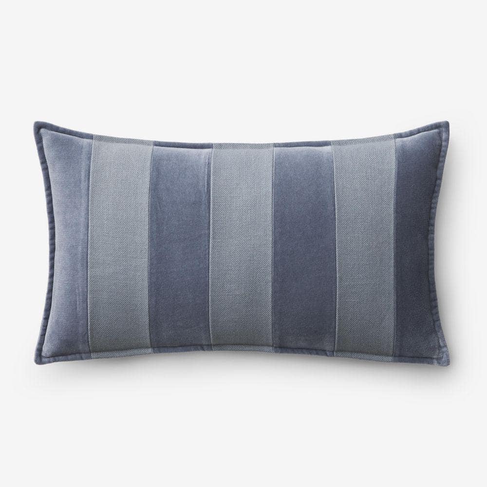 Legends Hotel Velvet And Linen Stripe Decorative Slate Blue 12 in. x 21 ...