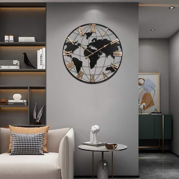 LCEPURE TRADE INC Handcrafted Modern 36 in. Black Metal Silent World ...