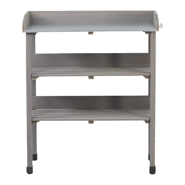 northbeam Large Stained Wood Folding Potting Bench with Soil Collection ...
