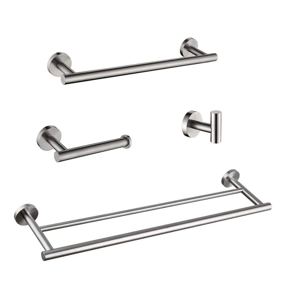 AOPSPS 4 - Piece Brushed Nickel Bathroom Hardware Set CW2287S00023 ...