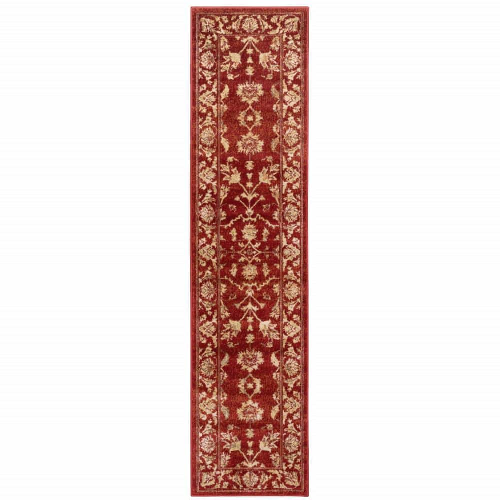 HomeRoots Red and Gold 2 ft. x 8 ft. Oriental Area Rug 2000509061 - The ...