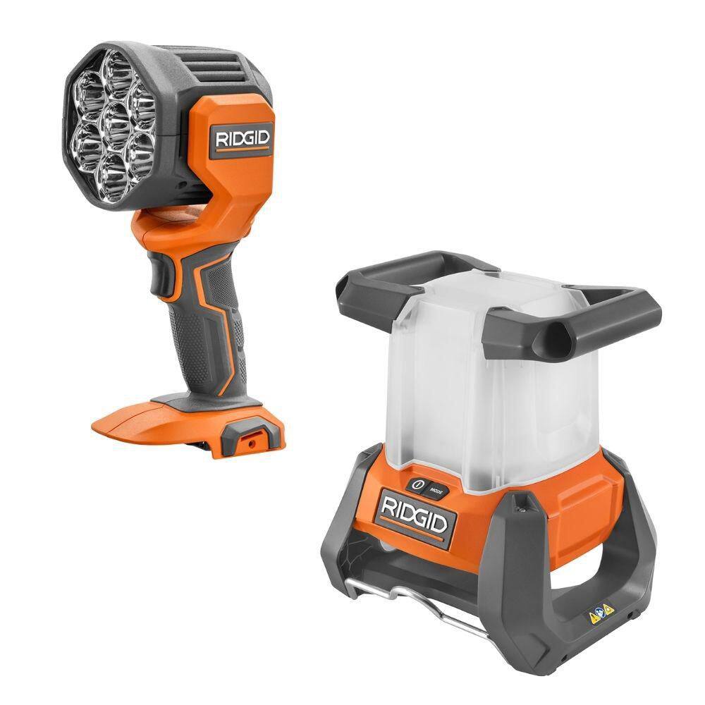RIDGID 18V Cordless 2-Tool Combo Kit with LED Spotlight and 360 Degree ...