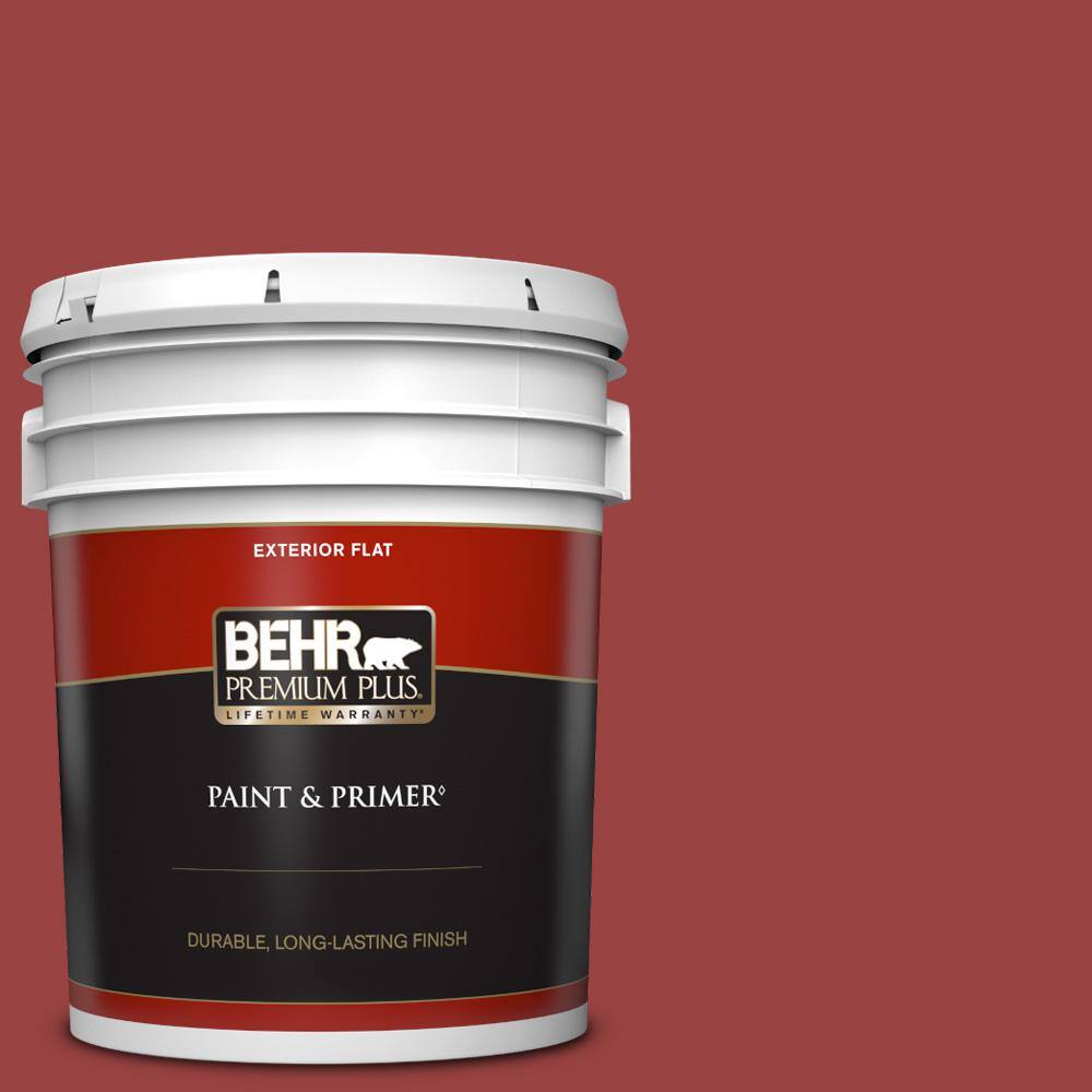BEHR PREMIUM PLUS 5 gal. #MQ1-10 Red My Mind Flat Exterior Paint ...
