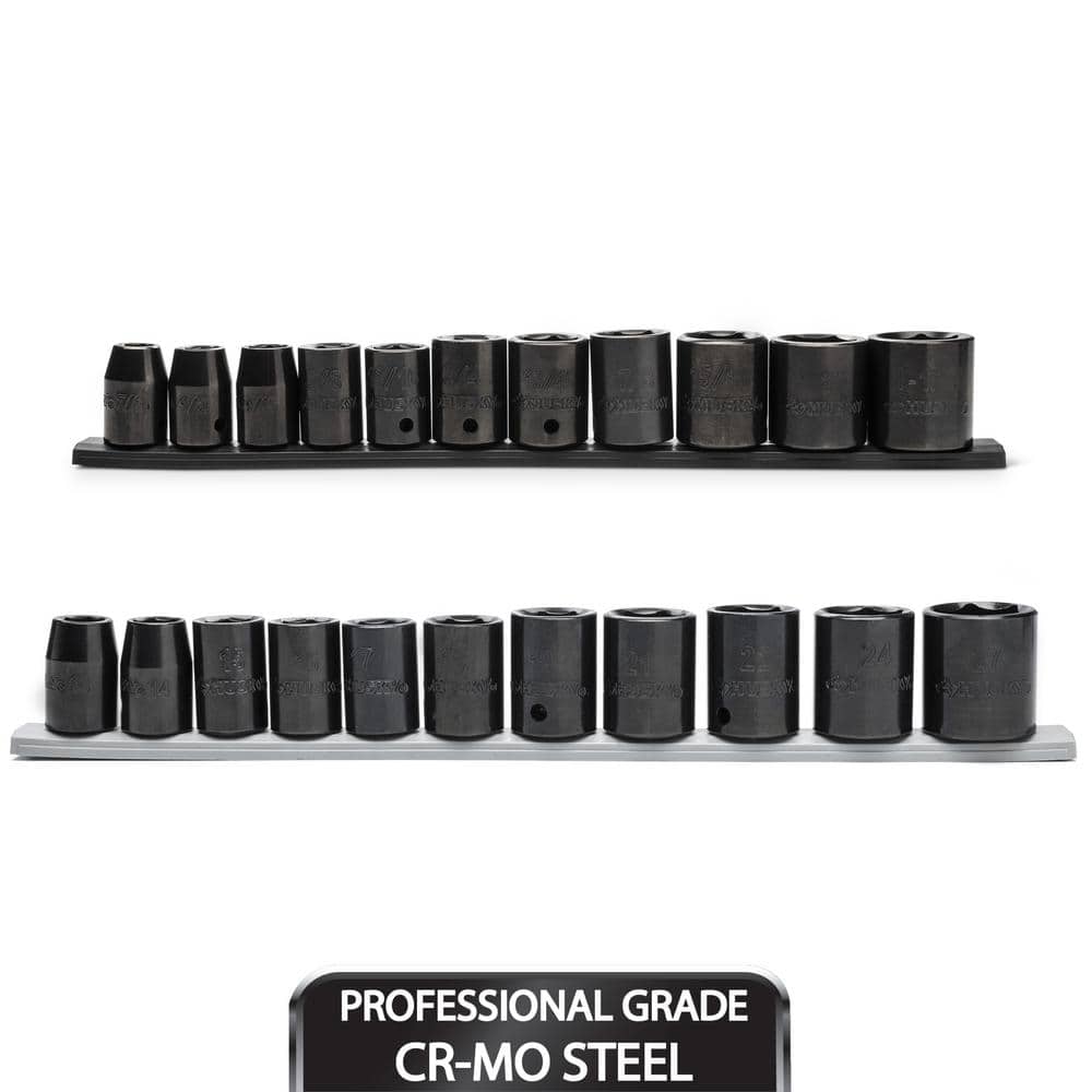 Husky 1/2 in. Drive Standard SAE/MM Socket Set (22-Piece) - The Home Depot