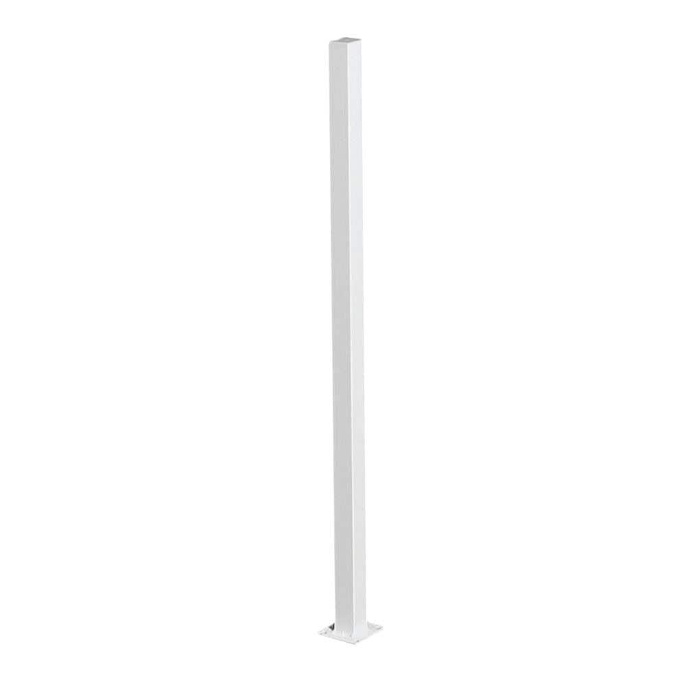 First Alert 2 in. x 2 in. x 3 ft. White Steel Fence Post with Flange ...