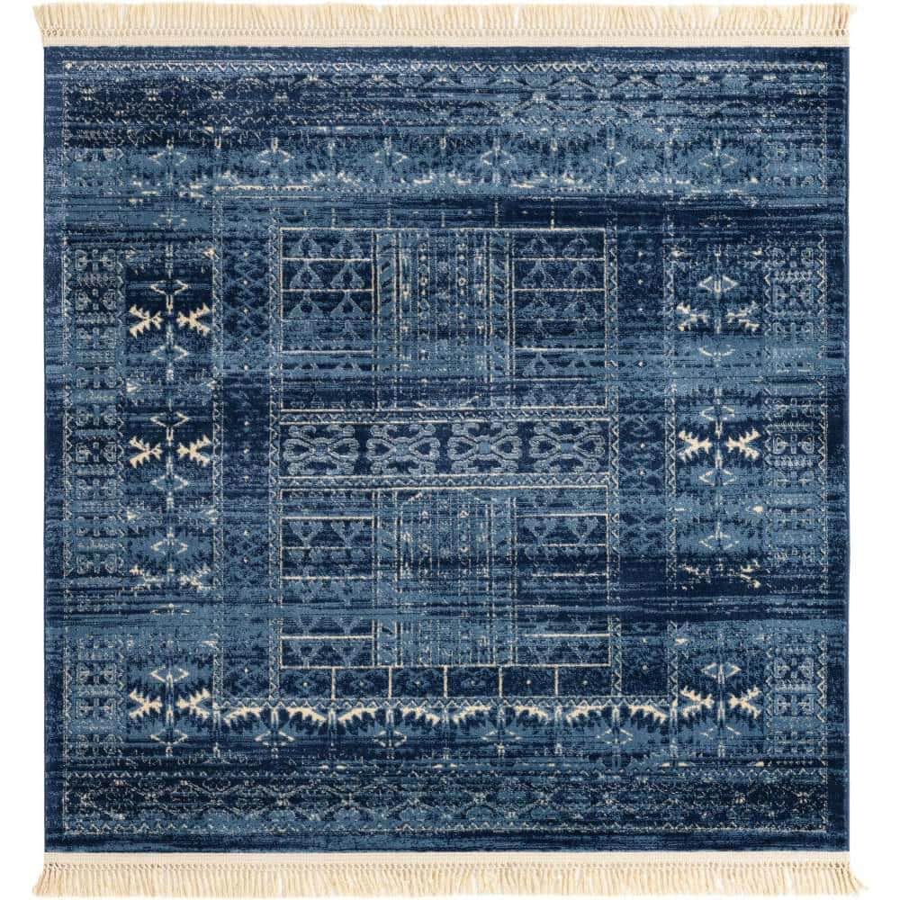 Unique Loom District Sequoia Blue 5' 0 x 5' 0 Area Rug 3154209 - The ...