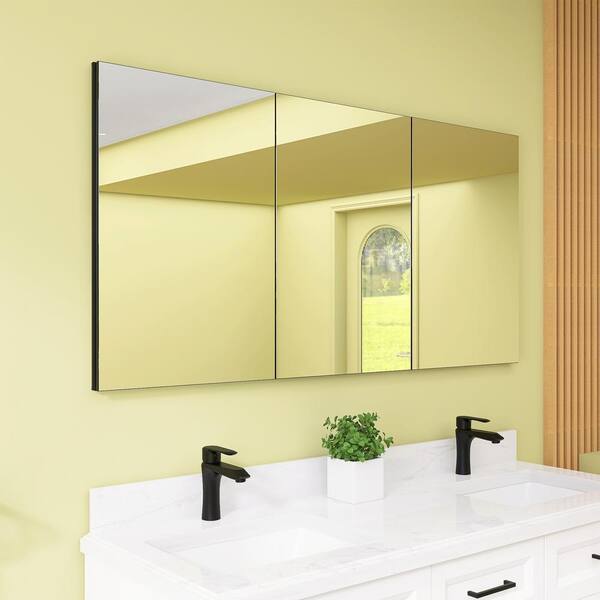 Zeafive 60 in. W x 30 in. H Recessed or Surface Mount Rectangular Black ...