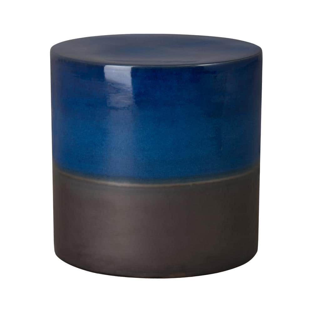 Emissary Two-Tone 18 in. H Semig lossy Glaze Blue Round Ceramic Garden ...