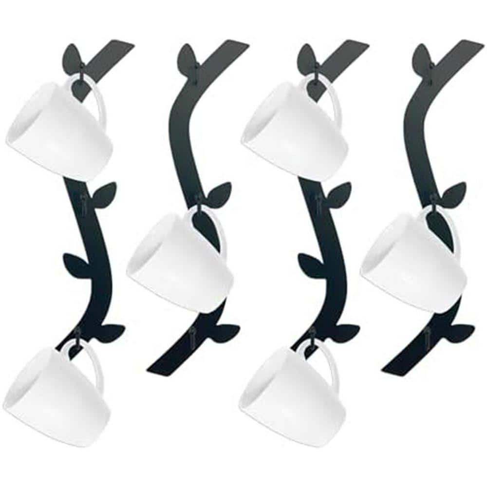 Lynzavix Coffee Mug Wall Rack 12-Hook Black Metal Mug Tree Wall Mounted ...