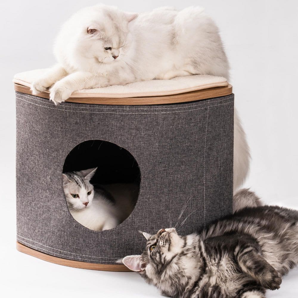 cenadinz Cat House Cat Bed for Cats, Wooden Corner Cat House Cave with ...