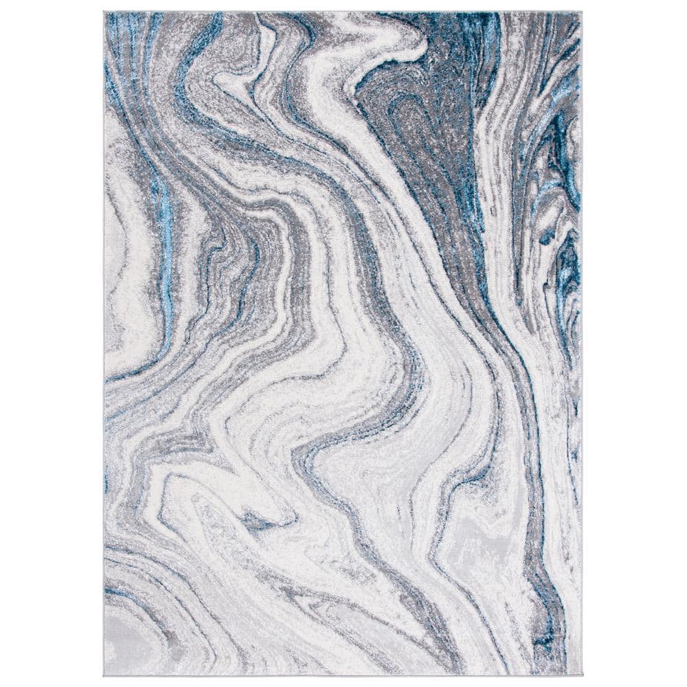 SAFAVIEH Amelia Gray/Blue 8 ft. x 10 ft. Abstract Area Rug ALA211F-8 ...