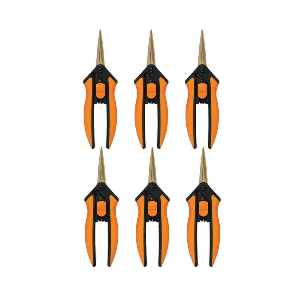 Fiskars 6 in. Titanium Micro-Tip Pruning Shears with Softgrip Handles ...