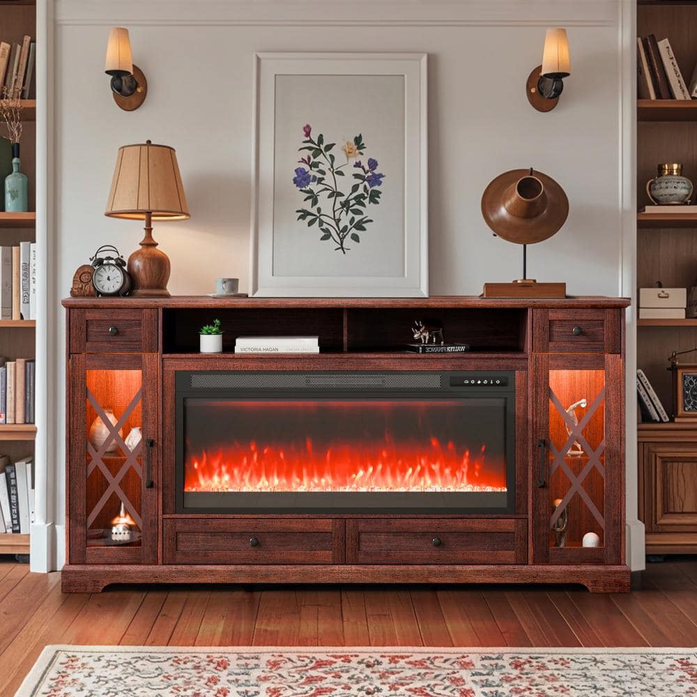 VEVOR Fireplace TV Stand Fit to 0-80 in. Media Storage Corner with 42 ...