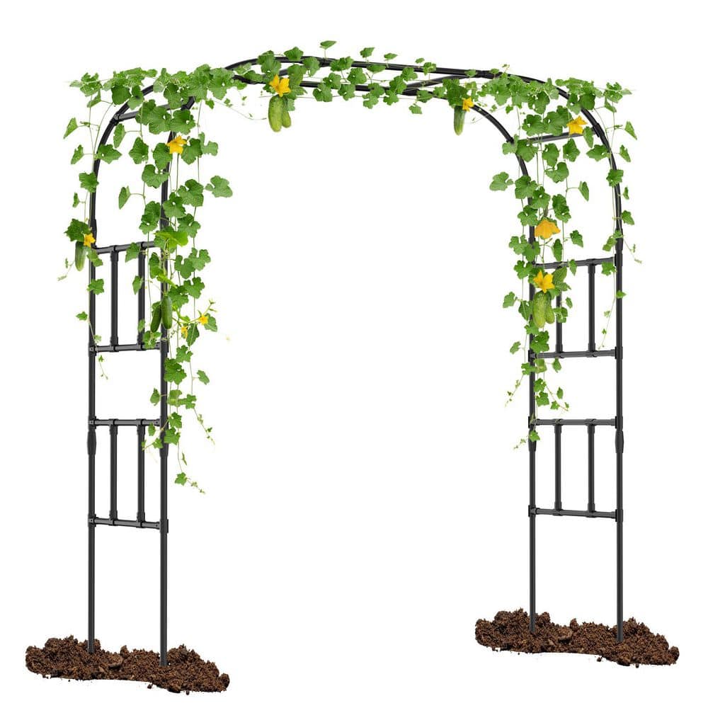 BOZTIY Tall Plant Support 87 in. H Metal Core Trellis Garden Arch ...