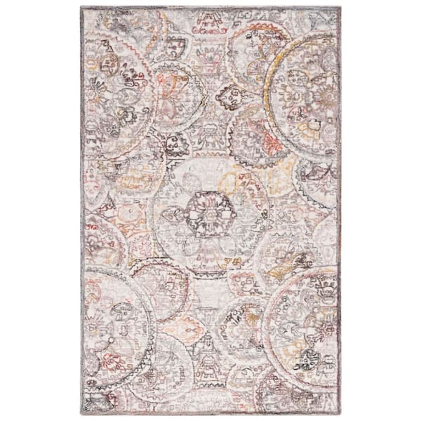 SAFAVIEH Metro 3 ft. x 5 ft. Ivory/Red Ornate Geometric Area Rug ...