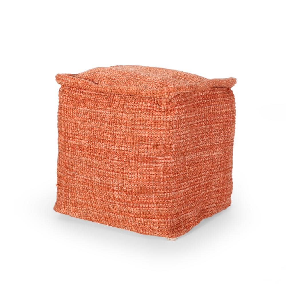 Noble House Cadence Terra Cotta Cube Pouf 69603 - The Home Depot