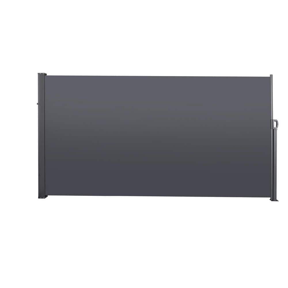138 in. x 71 in. Metal Dark Gray Retractable Privacy Fence Screen Mesh ...