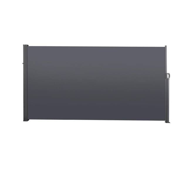 138 in. x 71 in. Metal Dark Gray Retractable Privacy Fence Screen Mesh ...