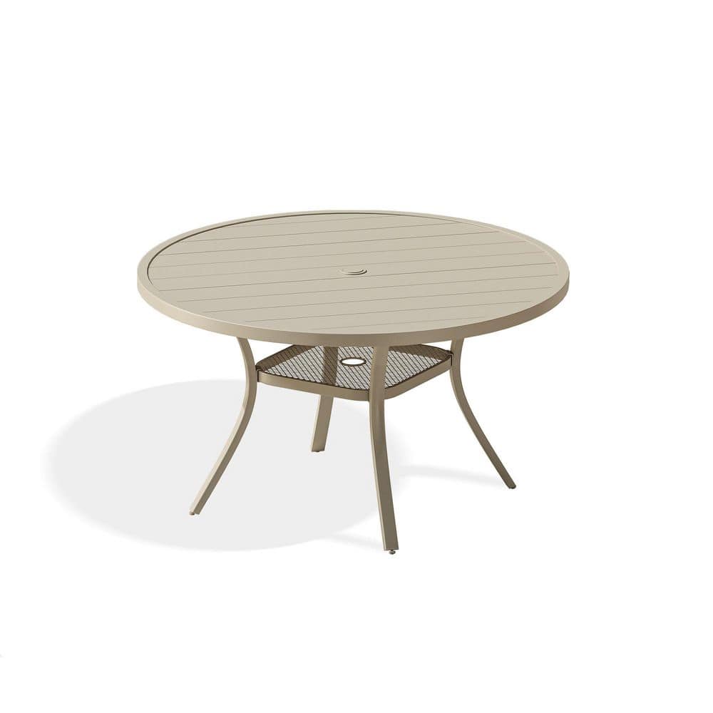 Zeus & Ruta 53 in. Round Tabletop Metal Outdoor Dining Table, Patio ...